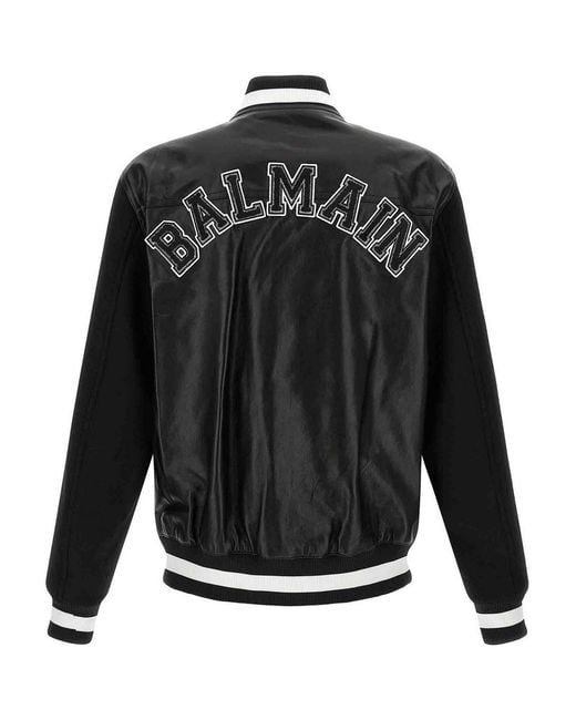 Balmain Varsity Bomber Jacket in Black for Men | Lyst