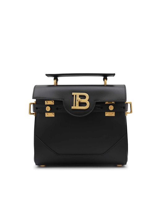 Balmain Leather Top Handle Bag in Black | Lyst