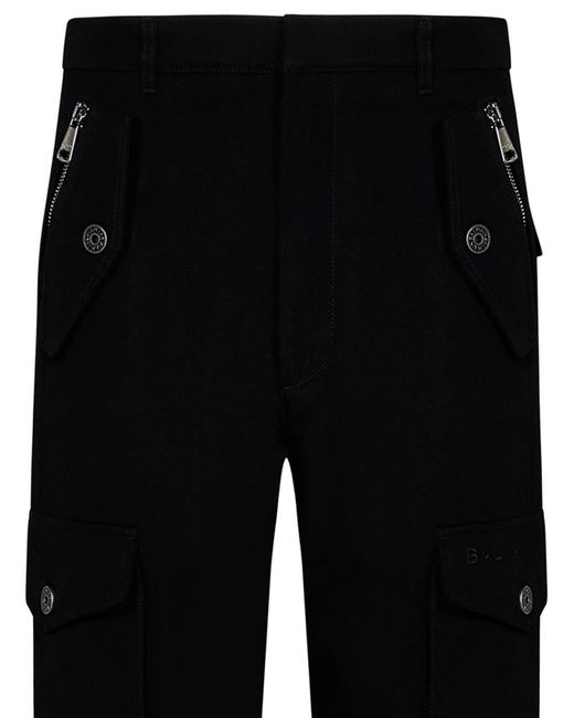 Balmain Cargo Pants With Logo Plate in Black for Men | Lyst