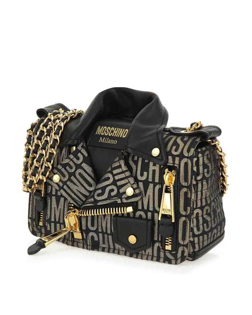 Moschino Biker Logo Lurex in Black | Lyst