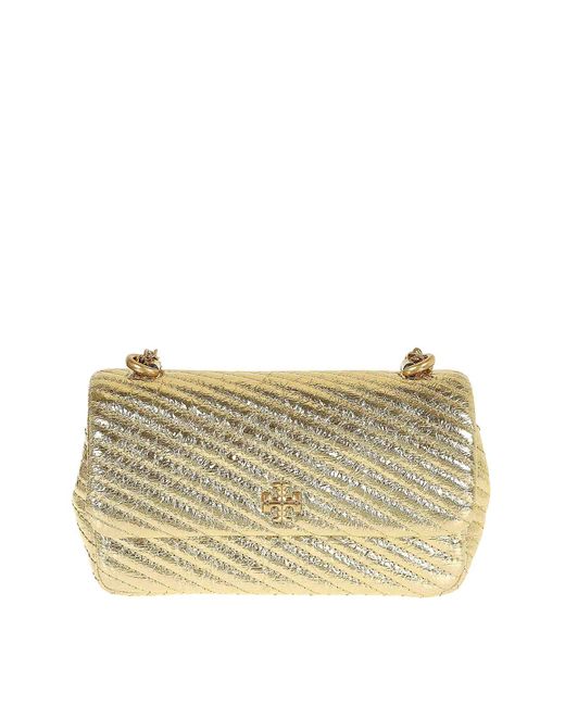 Tory Burch Kira Metallic Moto Quilt Mini Flap Bag | Lyst