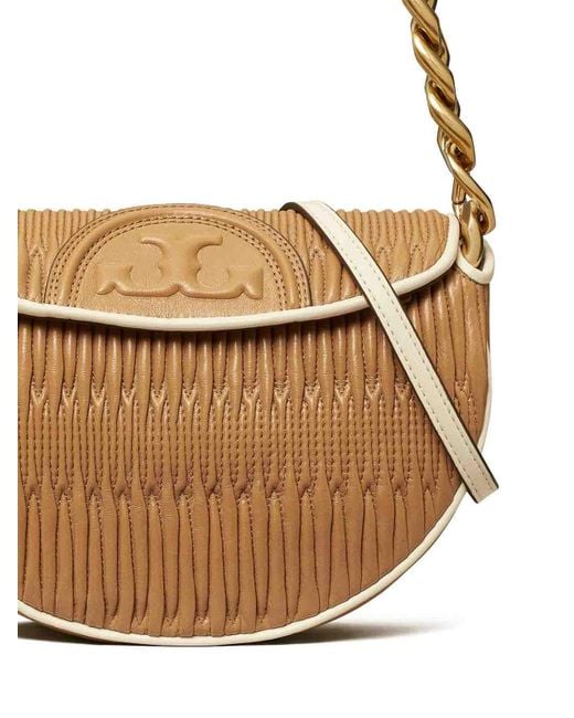 Tory Burch Fleming Crescent Moon Mini Bag in White | Lyst
