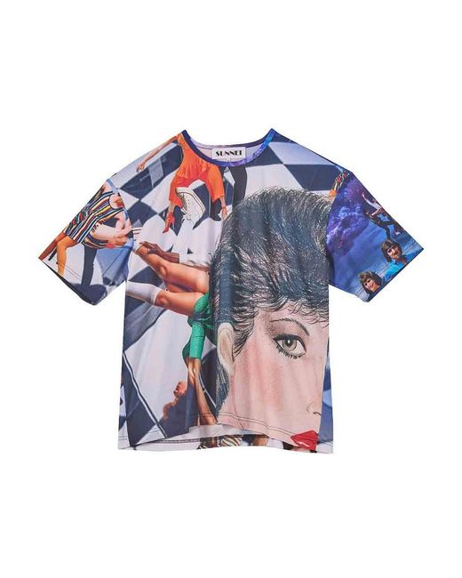 Sunnei Over T-Shirt Brigitte Print in Blue | Lyst UK