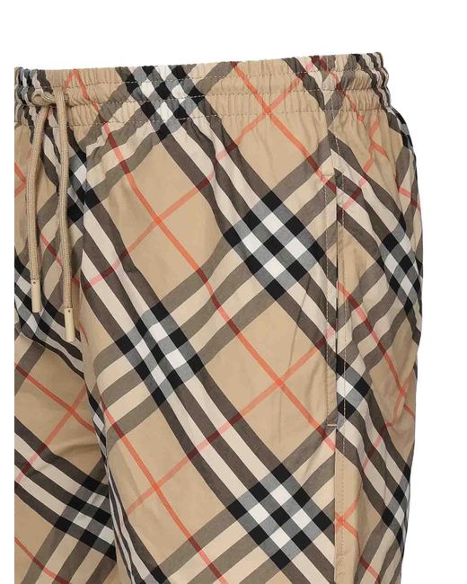 Burberry Swimming Costume With Vintage Check Pattern in Natural for Men | Lyst UK