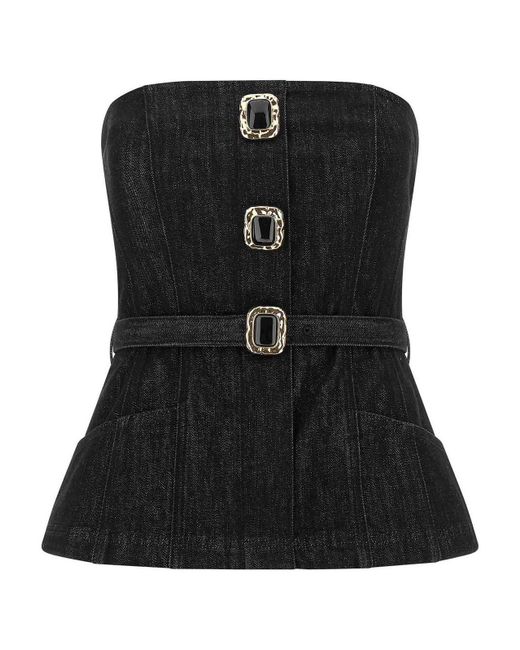 Self-Portrait Bandeau Top in Black | Lyst UK