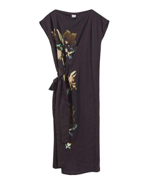 Paul Smith Midi Dress Foulard Printing in Black | Lyst