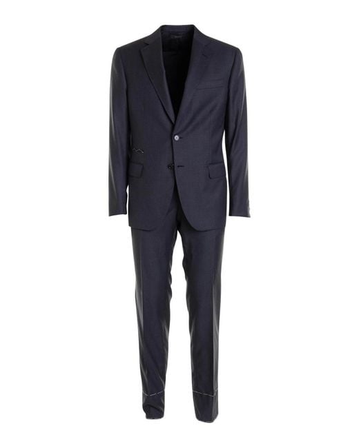 Brioni V Neck Double Vented Suit in Blue for Men | Lyst UK
