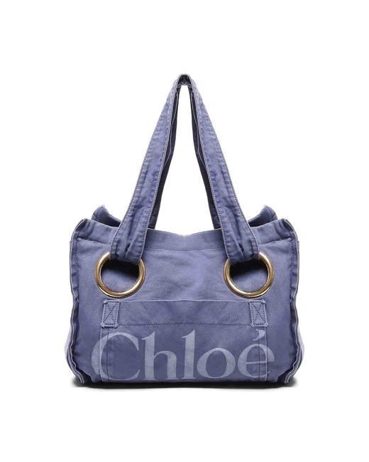 Chloé Cotton Plage Tote Bag in Blue | Lyst UK