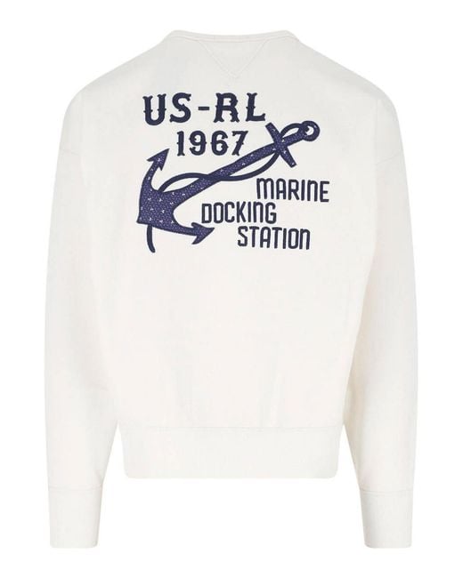 Polo Ralph Lauren Logo Crewshot Sweatshirt in White for Men | Lyst UK