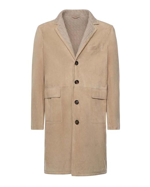Eleventy Suede Coat in Natural for Men | Lyst UK
