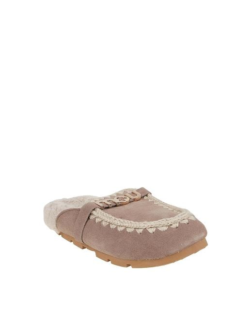 Mou Logoed Leather Slides in Grey | Lyst UK