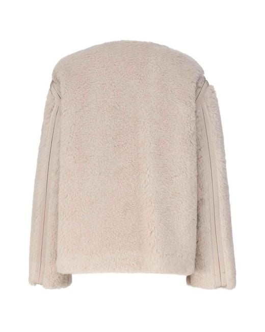 Max Mara Panno Jacket In Teddy Fabric in Natural | Lyst