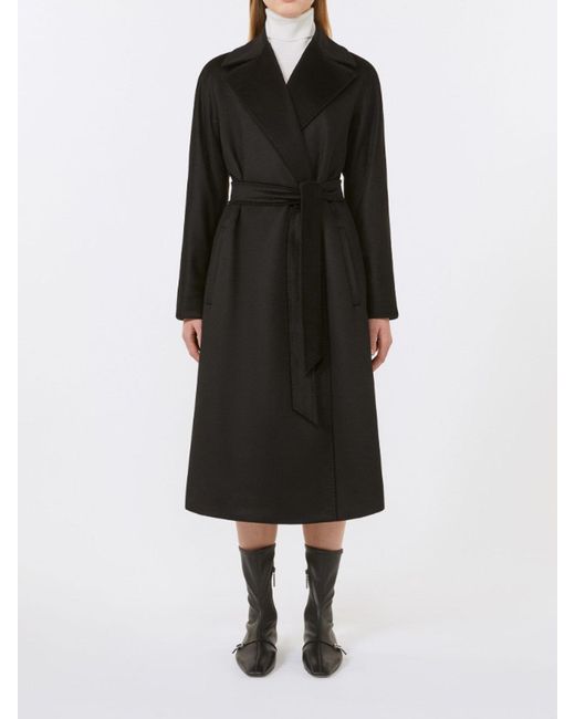 Max Mara Euclide Cashmere Dressing Gown Coat in Black | Lyst