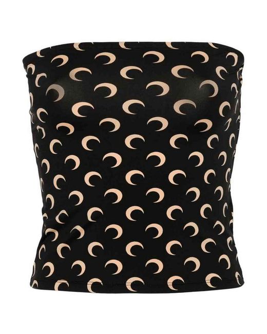 Marine Serre All-Over Moon Printed Top in Black | Lyst