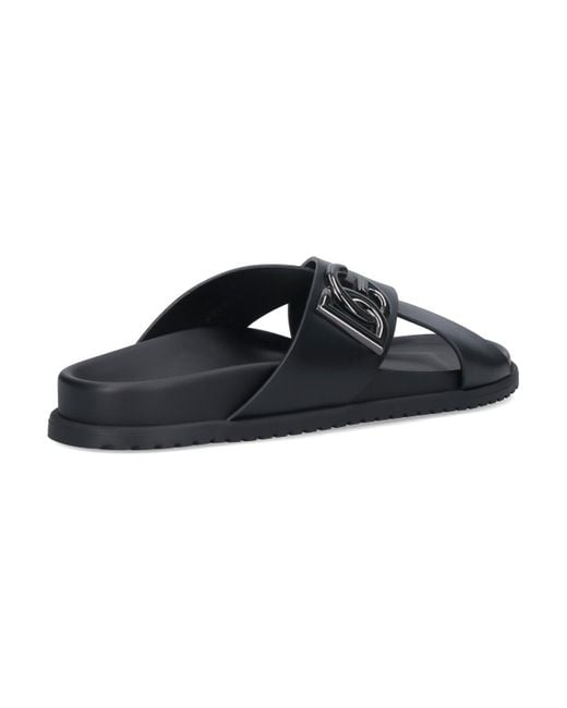 Dolce & Gabbana Slide Sandals Logo in Black for Men | Lyst