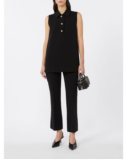 Max Mara Cady Polo Golf Blouse in Black | Lyst UK