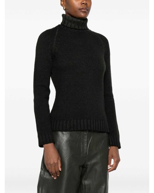 Base London Wool Turtle-Neck Jumper in Black | Lyst UK
