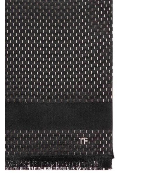 Tom Ford Jacquard Silk Scarf in Grey for Men | Lyst UK