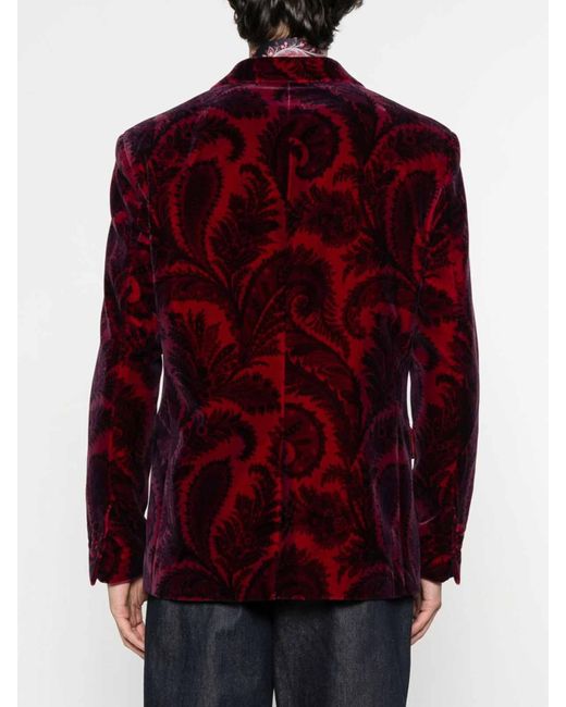 Etro Paisley Velvet Blazer in Red for Men | Lyst UK