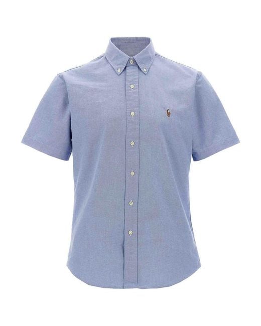 Polo Ralph Lauren Logo Embroidery Shirt in Blue for Men | Lyst UK