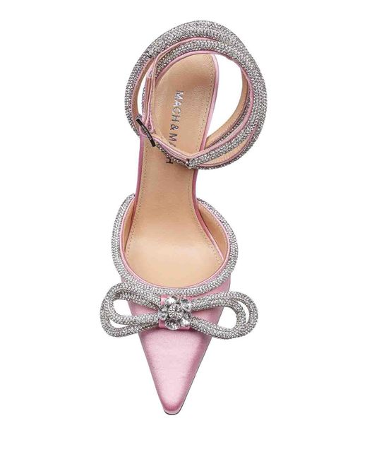 Mach & Mach Double Satin Decollete With Rhinestone Bow in Pink | Lyst