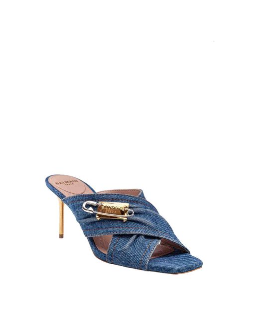 Balmain Mule Safety in Blue | Lyst