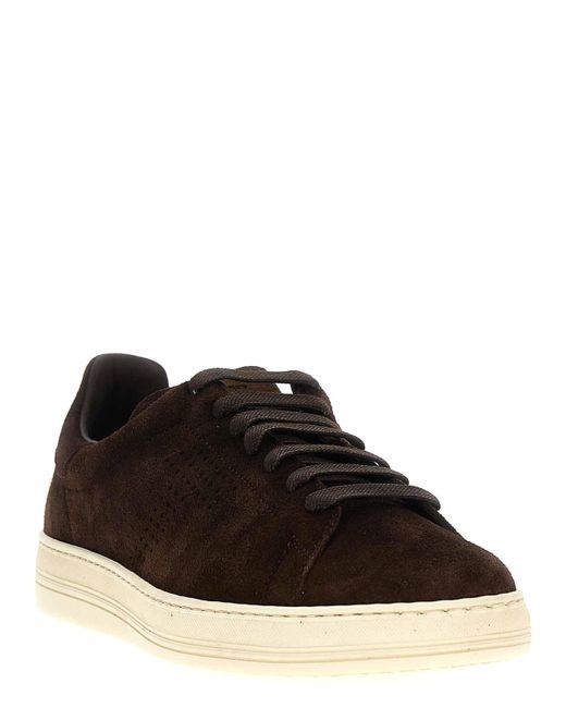 Tom Ford Logo Suede Sneakers in Black for Men | Lyst