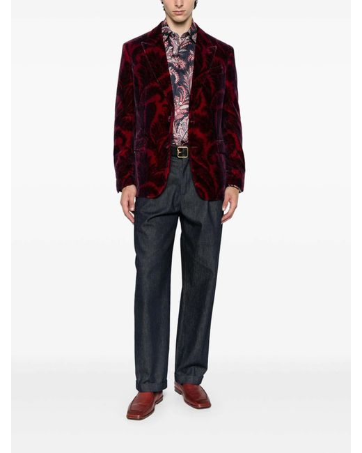 Etro Paisley Velvet Blazer in Red for Men | Lyst UK