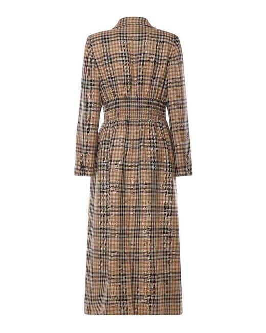 Valentino Garavani Long Houndstooth Wool Coat in Natural | Lyst UK