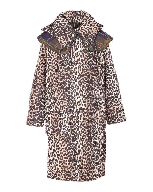 Barbour Leopard Print Parka in White | Lyst UK