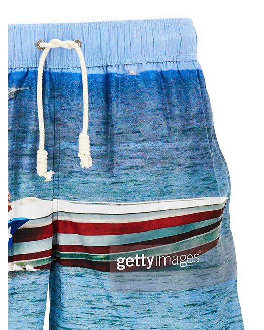 Palm Angels Getty Speedy Boat Swimming Trunks in Blue for Men | Lyst
