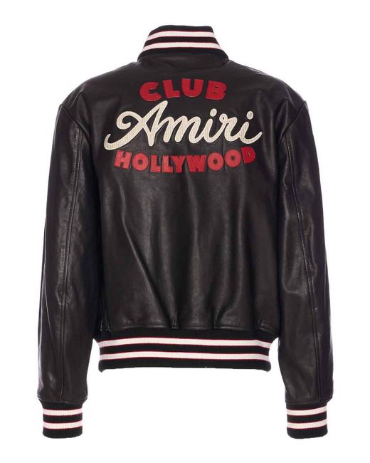 Amiri Club Leather Jacket Buttons Closure in Black for Men | Lyst UK