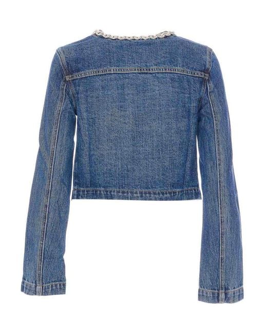 Self-Portrait Sel Portrait Denim Jacket in Blue | Lyst