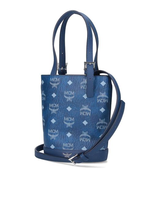 MCM Mini Bucket Bag in Blue | Lyst
