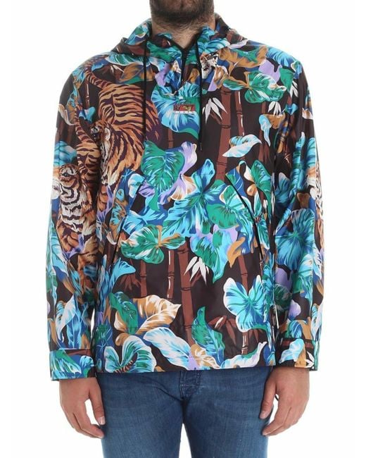 KENZO Tiger Hooded Jacket in Blue for Men | Lyst UK