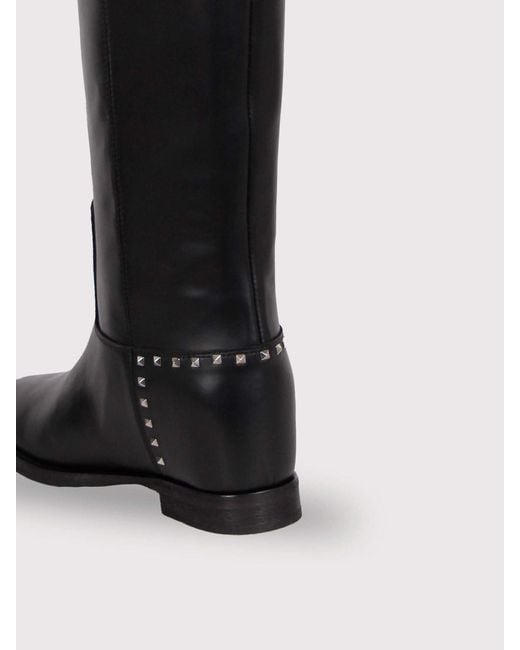 Via Roma 15 Internal Wedge Boot With Cut-Out Detail in Black | Lyst UK