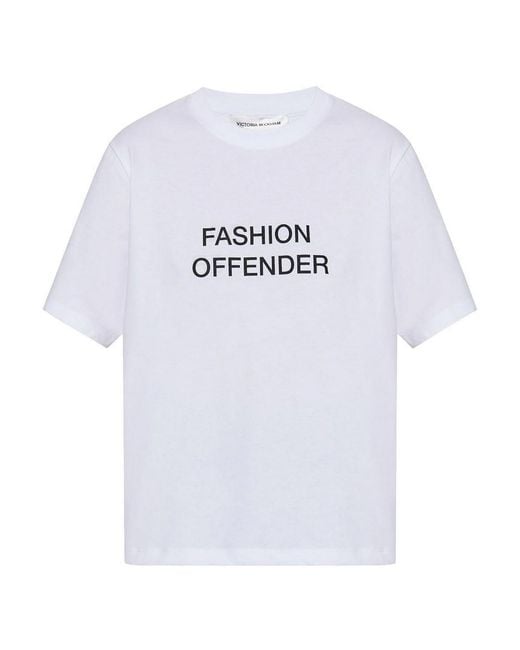 Victoria Beckham Fashion Offender Tee in White | Lyst UK