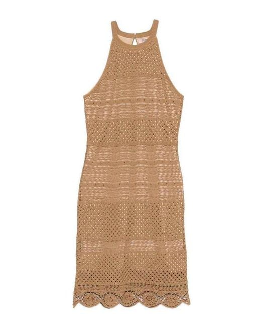 Twinset Knit Mini Dress in Natural | Lyst