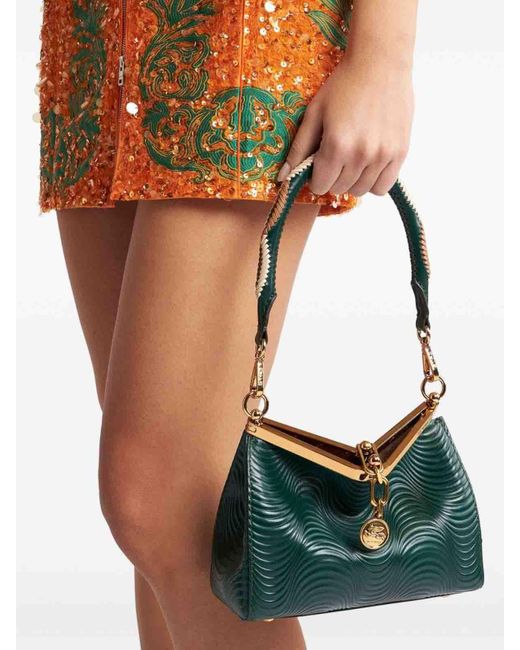 Etro Small Sail Bag With Wavy Pattern in Green | Lyst UK