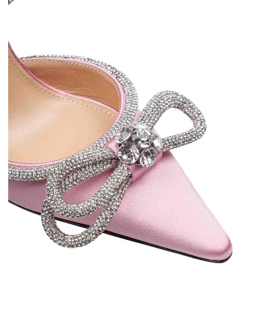 Mach & Mach Double Satin Decollete With Rhinestone Bow in Pink | Lyst
