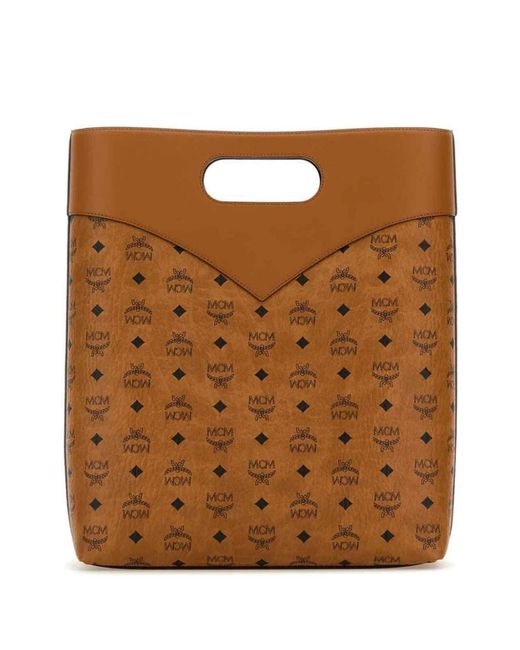 MCM Diamond Vlm Tote Large in Brown | Lyst