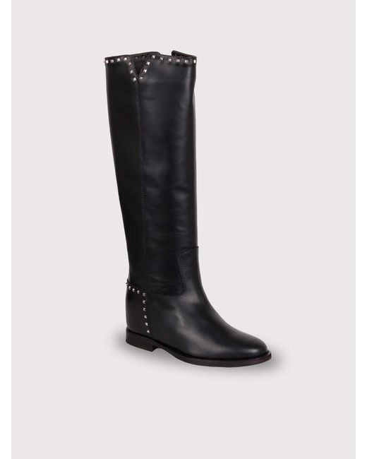 Via Roma 15 Internal Wedge Boot With Cut-Out Detail in Black | Lyst UK