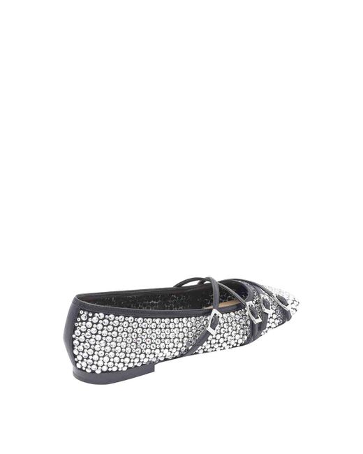 Mach & Mach Crystal Net Flats in Gray | Lyst
