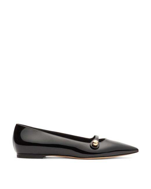 Casadei Patent Leather Flats in Black | Lyst