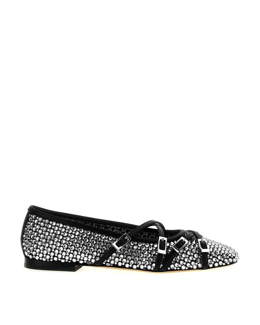 Mach & Mach Crystal Net Ballet Flats in Black | Lyst