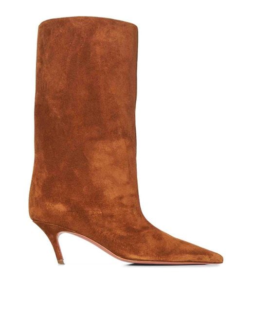 AMINA MUADDI Cognac-Colored Suede Calf Leather Fiona Boots in Brown | Lyst
