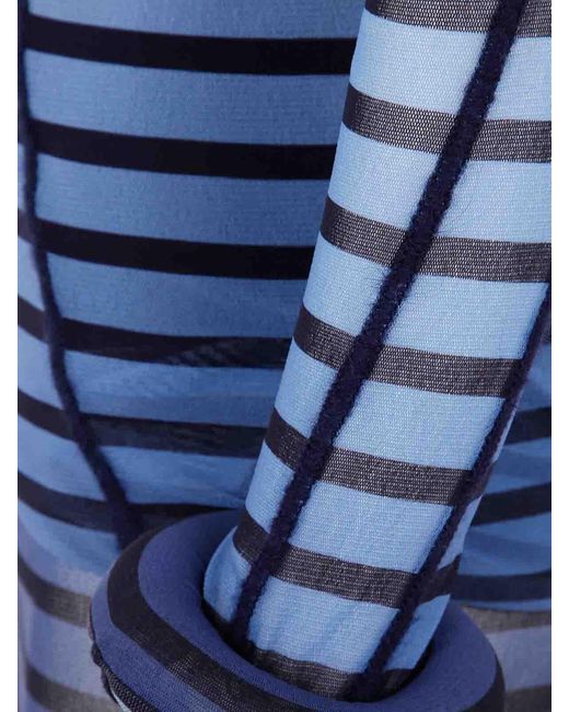 Jean Paul Gaultier Mesh Boat Neck Long Dress in Blue | Lyst