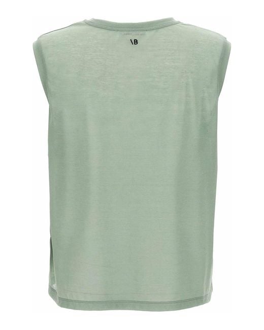 Victoria Beckham Logo Embroidery Top in Green | Lyst UK