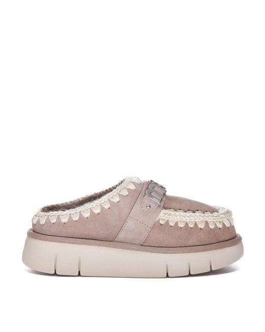 Mou Suede Platform Mules Clogs in Gray | Lyst
