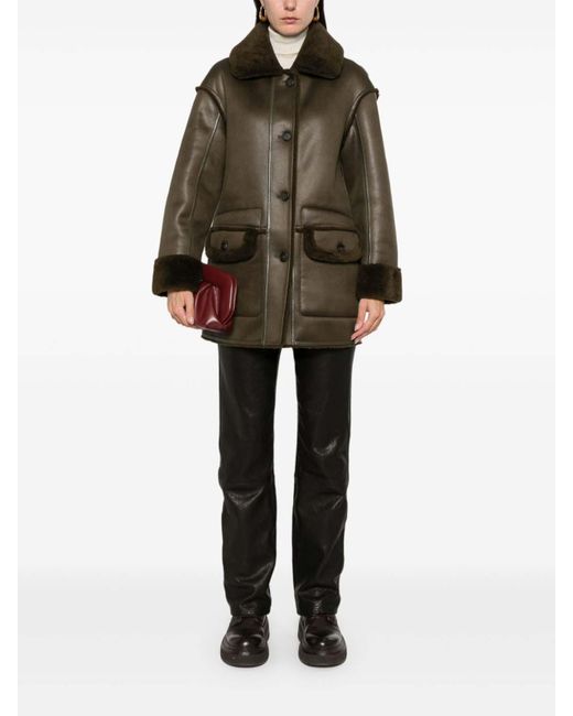 Urbancode Vegan Leather Sheepskin Jacket in Brown | Lyst